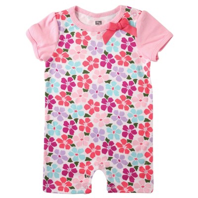 Hudson Baby Infant Girl Cotton Romper 1pk, Flower, 3-6 Months : Target