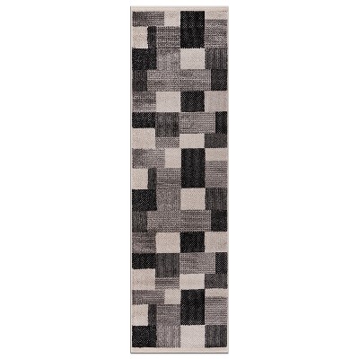 World Rug Gallery Modern Geometric Boxes Design Area Rug - Black 2'x7 ...