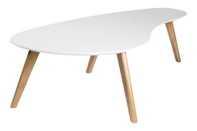 Oslo Bean Shaped Coffee Table White/bamboo - Breighton Home : Target