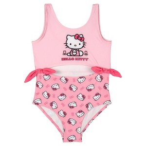 Hello Kitty Little Girls' Sleeveless Cutout Printed Swimsuit Hello ...