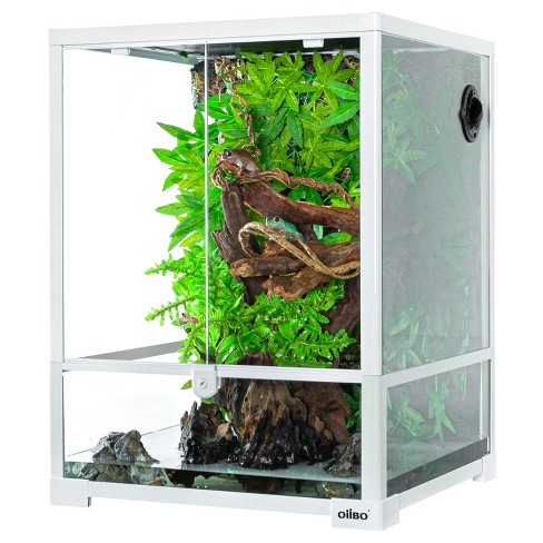 Oiibo Reptile Glass Terrarium, 18" X 18" X 24" Front Opening Terrarium ...