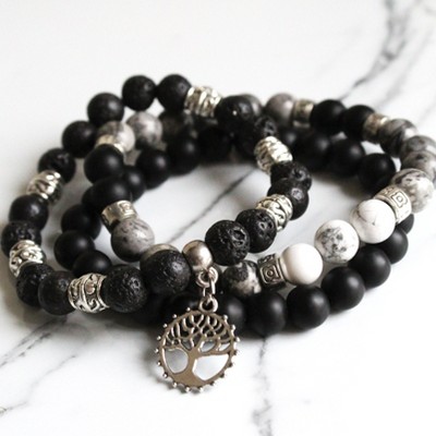 Plantlife Aromatherapy Bracelet - Turquoise Square Stretch, Lava Rock ...