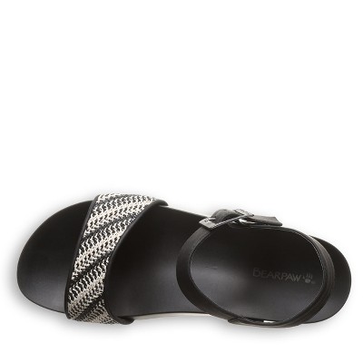 BEARPAW's Women's Orion Black/White Sandal Size 6 | Women's Sandal ...