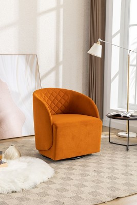 Elisa 24.8" Wide Contemporary Designed Orange Linen Upholstered Arched ...