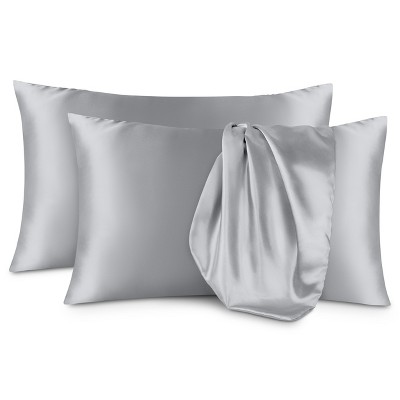 2 Pcs Standard Silver Satin Pillowcase Set By Bare Home : Target