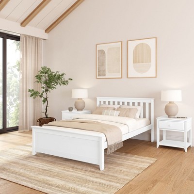 Plank+beam Duo Solid Wood Queen Bed Frame With Panel Headboard, Modern ...