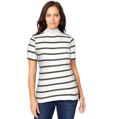 Jessica London Women's Plus Size Rib Mockneck Sweater, 3x - Dark Olive ...