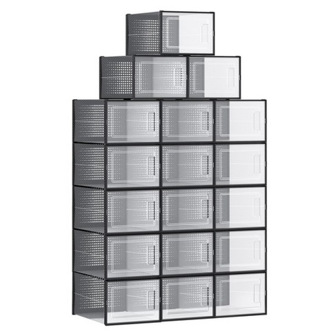 Songmics Shoe Boxes Pack Of 18 Shoe Storage Organizers Stackable Boxes For Close Transparent And ...