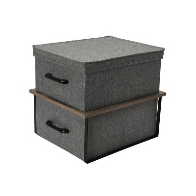 Household Essentials Stacking Storage Boxes with Laminate Top Ashwood ...