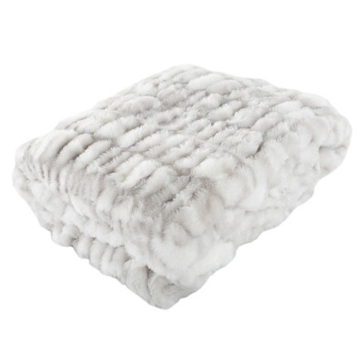 Oversized Ruched Faux Fur Blanket - 60x80-inch Jacquard Faux Fur Queen ...