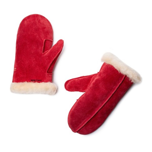 Minnetonka Suede Sheepskin Mittens 9306, Red - Xs : Target