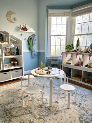 Guidecraft Kids' Nordic Table and Chairs Set - White: Wooden Round ...