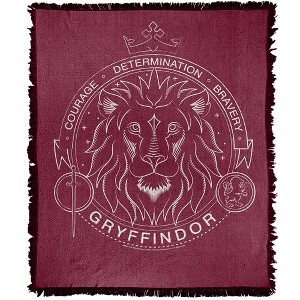 Harry Potter Gryffindor Badge Woven Tapestry Cotton Blend Fringed Throw ...