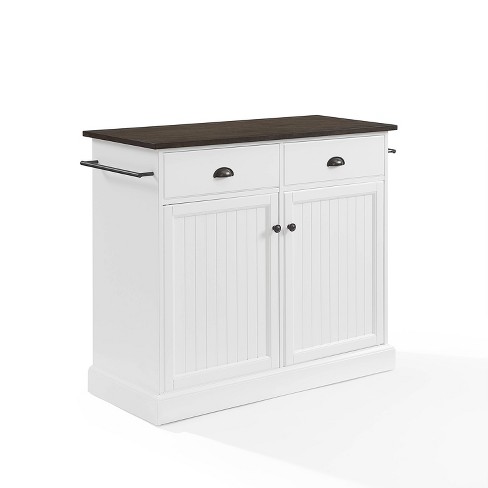 Crosley Shoreline Kitchen Island White/dark Brown: Adjustable Shelves ...