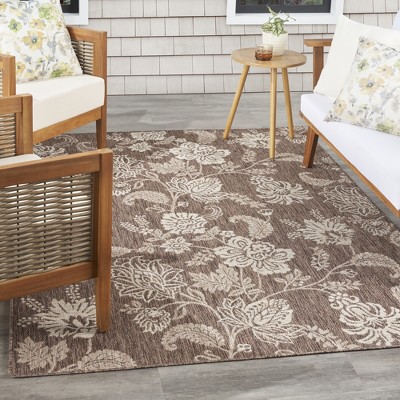 Nourison 6' X 9' Garden Oasis Flatweave Indoor Outdoor Area Rug Mocha ...