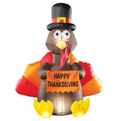 Costway 6 Ft Thanksgiving Inflatable Turkey On Cornucopia Harvest ...