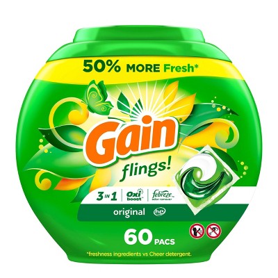 Gain Flings Original Scent He Compatible Laundry Detergent Soap Pacs ...