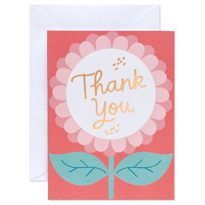 10ct Thank You Cards Flower Lettering Gold : Target