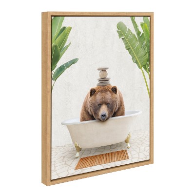 Kate And Laurel Sylvie Three Bears In Bubble Bath Neutral Style Framed ...