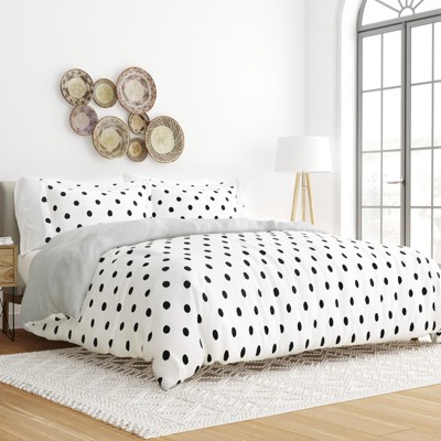 Chevron & Polka Dots Pattern Premium 2pc Duvet Cover & Shams Set, Ultra ...