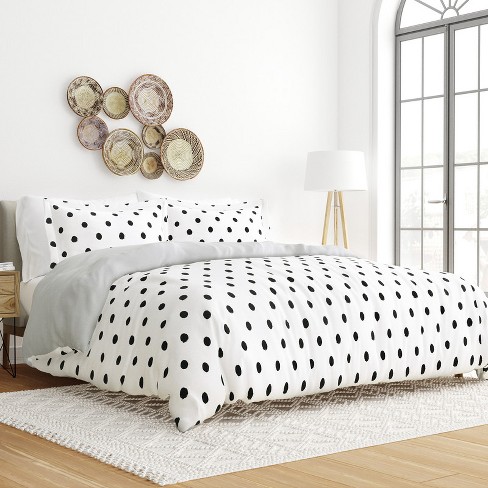 Chevron & Polka Dots Pattern Premium 2pc Duvet Cover & Shams Set, Ultra ...