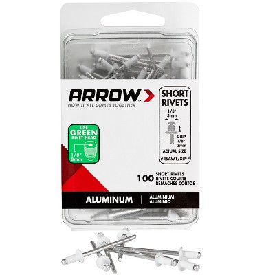 Arrow RSAW1/8IP Short Aluminum 1/8-Inch Pop Rivets, 100-Pack : Target