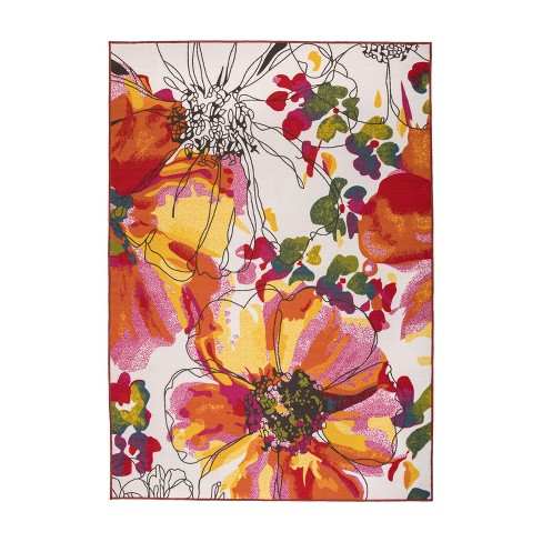 World Rug Gallery Modern Bright Flowers Non-slip Multicolored 3'3" X 5 ...