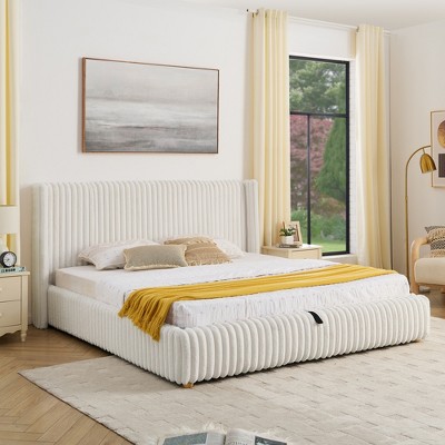 GDFStudio Scarlett Upholstered Solid Wood Bed with Hydraulic Lift ...