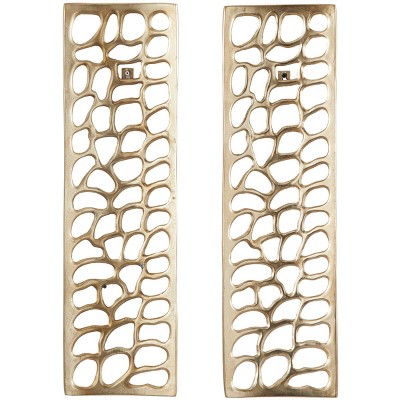 Set Of 2 Aluminum Abstract Cutouts Wall Decors Gold - Olivia & May : Target