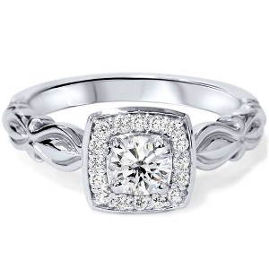 Pompeii3 1/2ct Vintage Cushion Halo Diamond Engagement Ring 14k White Gold - Size 4 : Target