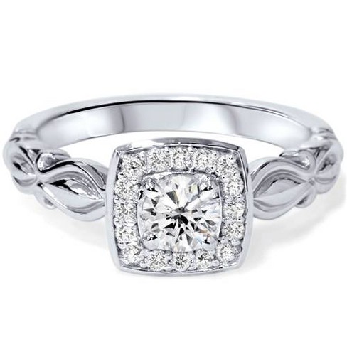 Pompeii3 1/2ct Vintage Cushion Halo Diamond Engagement Ring 14k White Gold - Size 5.5 : Target