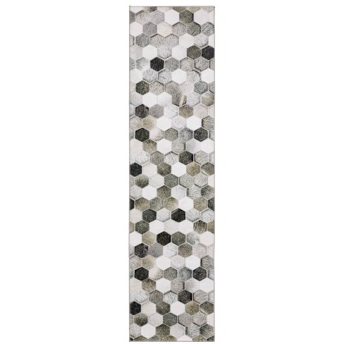 Marcel Geometric Block Animal Print Area Rug White/gray - Captiv8e ...
