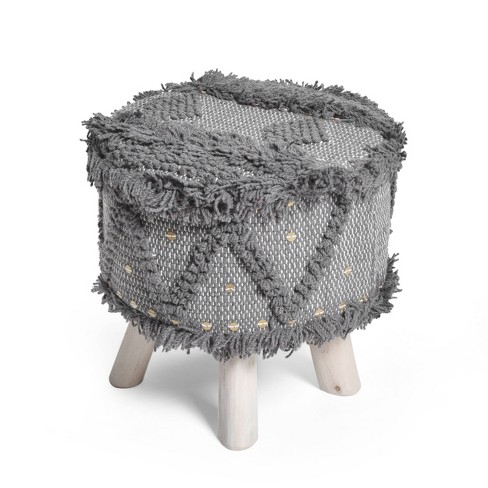 Roja Handcrafted Metal Accents Boho Fabric Stool - Christopher Knight ...