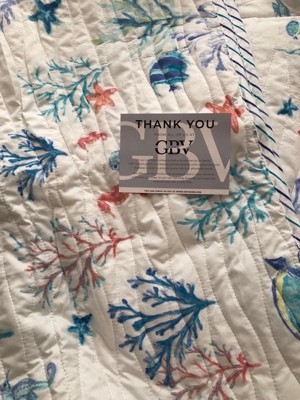 Green Seashell Microfiber Reversible Quilt Set With Shams (twin, Large ...