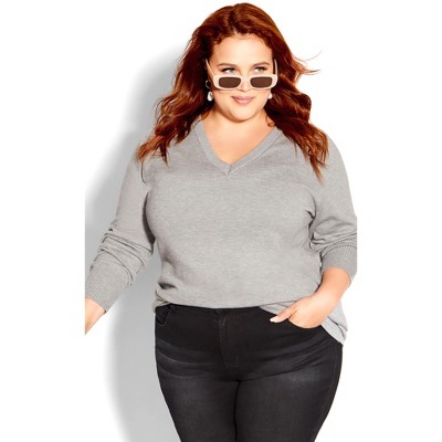 City Chic | Women's Plus Size Hannah Jumper - Silver 20w : Target