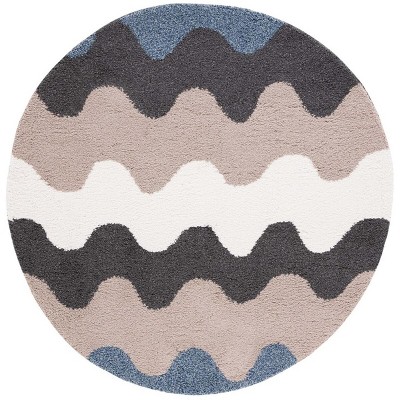 Calico Shag Clc116 Power Loomed Area Rug - Black/taupe - 6'7" Round ...