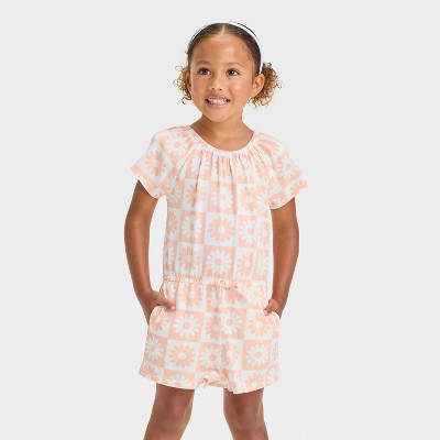 Grayson Mini Toddler Girls' Short Sleeve Romper - AOP Flower Checker ...