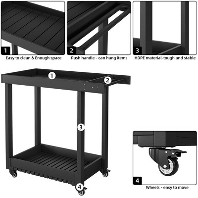 Utility Service Cart, 2 Shelf 550lbs Heavy Duty Rolling Utility Cart ...