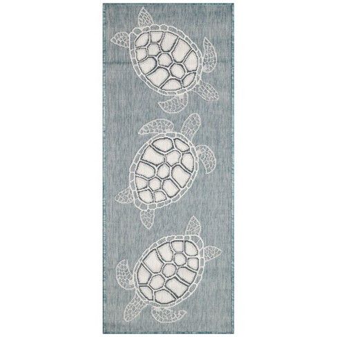 Liora Manne Carmel Seaturtles Indoor/outdoor Rug Aqua 1'11" X 4'11 ...