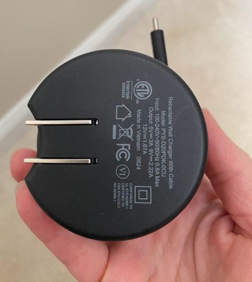 Wall Charger With Retractable 3' Usb-c Cable - Heyday™ Black : Target