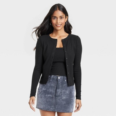 Women's Rib Cardigan - Universal Thread™ Black M : Target