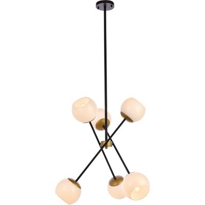 Elegant Lighting Axl 24 Inch Pendant In Black And Brass With White ...