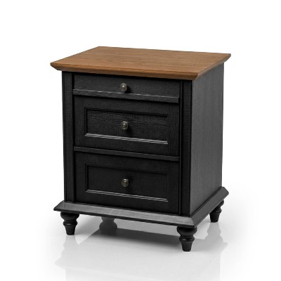 24/7 Shop At Home Tigro 3 Drawer Nightstand Black 24/7 Shop At Home ...