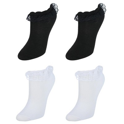 Ctm Women's Solid Color Frilly Low-cut Socks (4 Pack) : Target