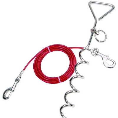 Katzco Chrome Dog Corkscrew Stake With Leash Lead, Red : Target
