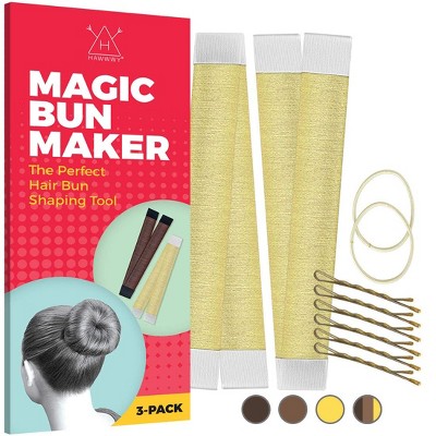 Hawwwy 3 Pack Magic Bun Maker Set - Golden : Target