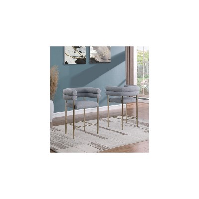 HomeStock 17.4 in. H Gray Finish High Back Metal Bar Stool with Faux ...