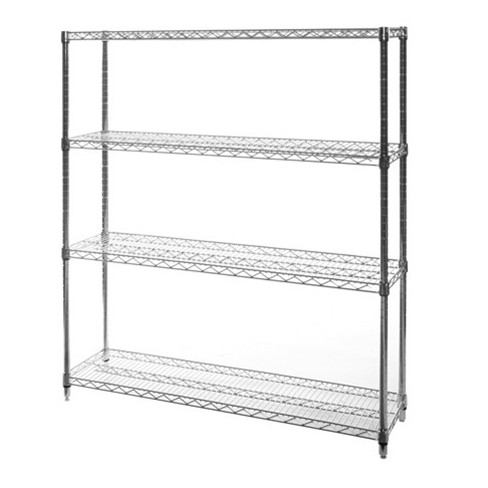 Shelving.com Chrome Wire Shelving With 4 Tier Shelves - 12"d X 48"w X ...