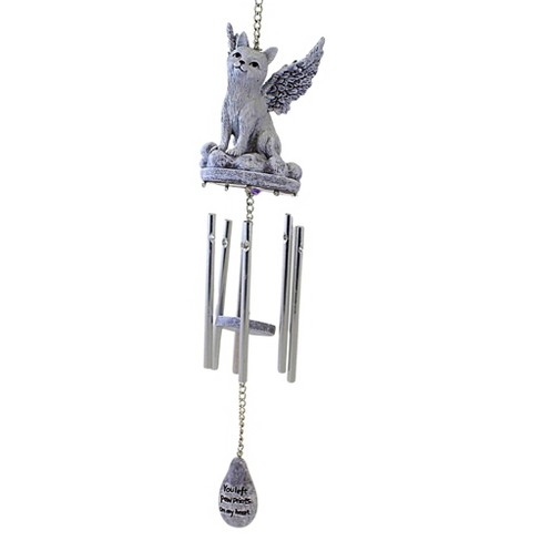 Roman 15.0 Inch Cat Memorial Windchime Pawprints Wings Heaven Bells And ...