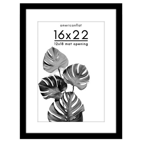 Americanflat Poster Frame 16x22 Inches With 12x18 Mat - Black Wooden ...